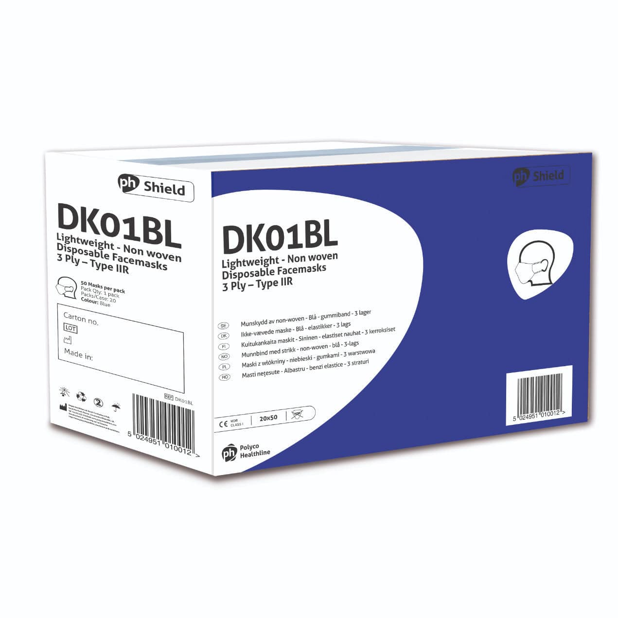 Masque chirurgical EN14683 - DK01BL - Polyco Healthline - en ...