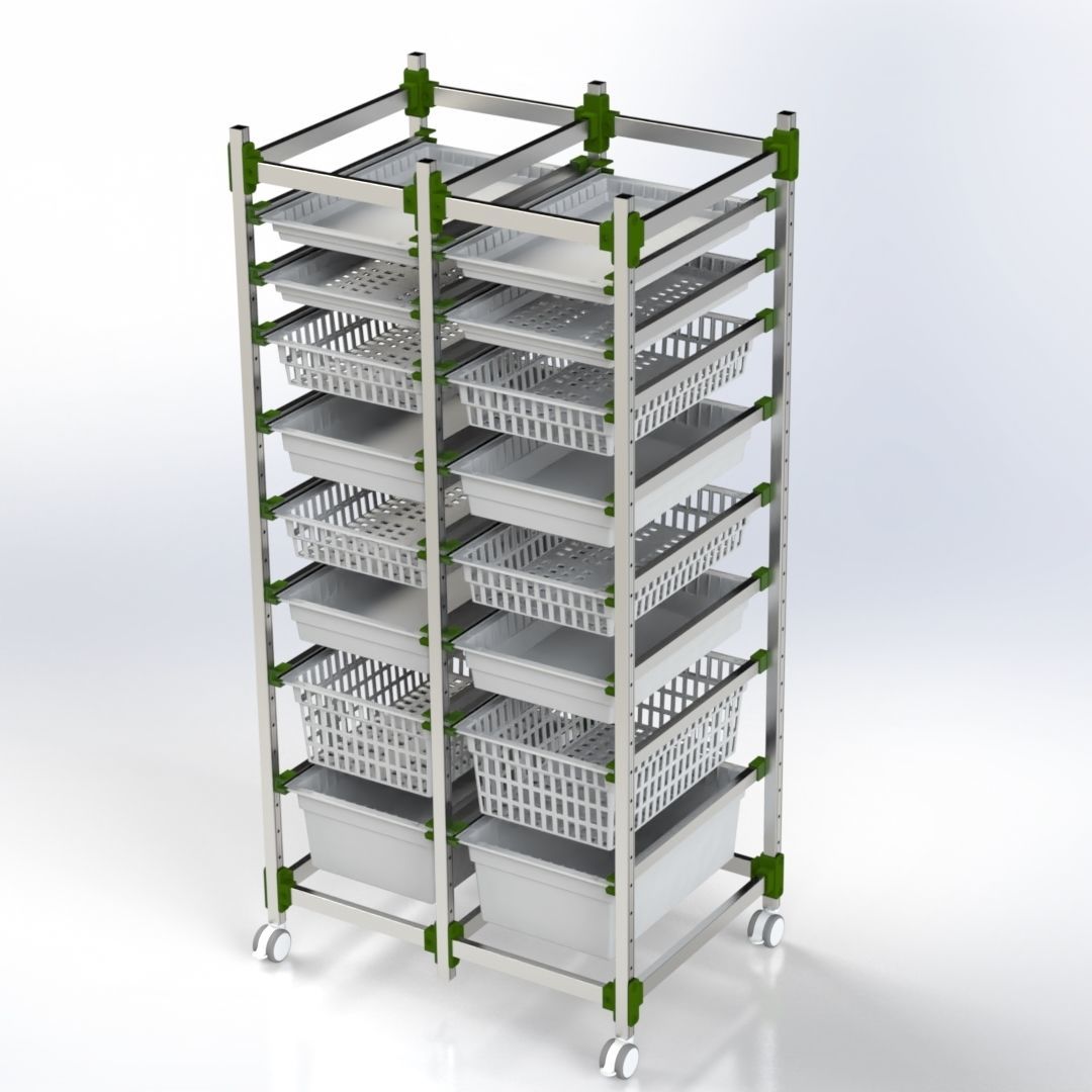 Portoir à paniers - 101.0422 - SEBA HANDELS - modulaire / sur roulettes ...