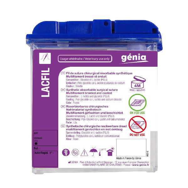 Fil de suture résorbable - LACFIL - Génia - chirurgie vétérinaire / 2 / 0